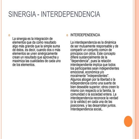 Sinergia interdependencia | PPTX