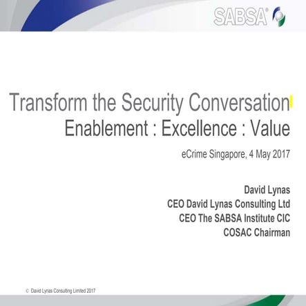Transform The Security Conversation | PPTX | Information and Network ...