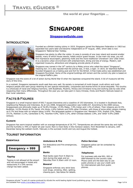 A Travel Guide To Singapore Introduction | PDF