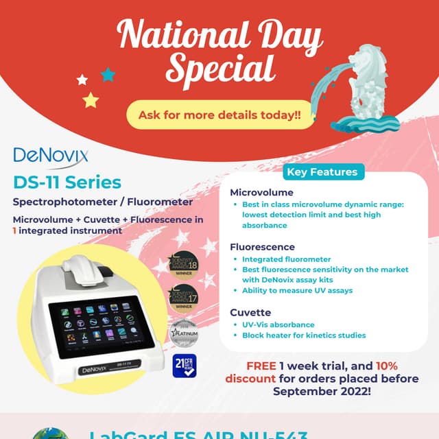 Singapore National Day Special Offer Nuaire, Hettich and Denovix August ...