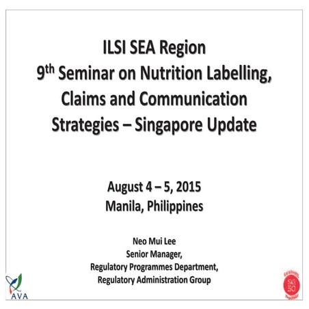 Singapore Nutrition and Labelling Claims 2015 | PPT