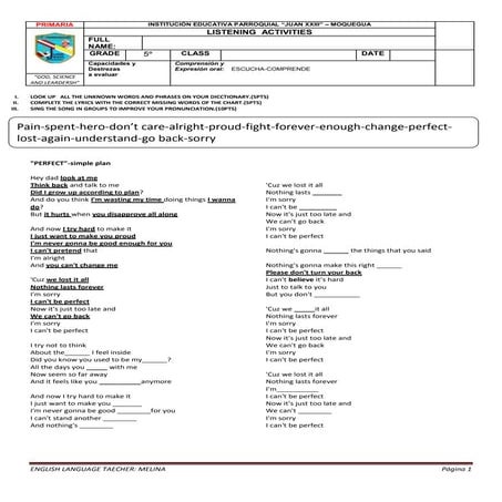 Singing activities | DOCX