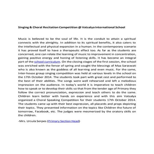 Singing & choral recitation competition | DOCX