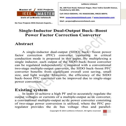 Single Inductor Dual Output Buckboost Power Factor Correction