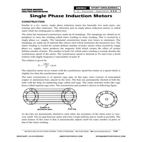 Single Phase Induction Motors | PDF