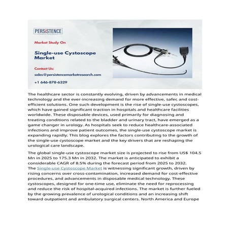 Single-use Cystoscope Sector to Grow at 8.5% CAGR | PDF