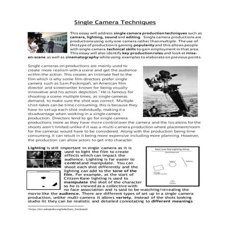Single camera techniques | PDF