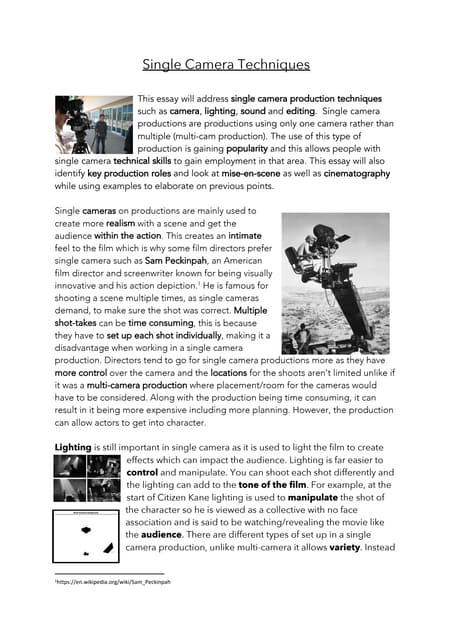 The Features Of Single Camera Production | PPT