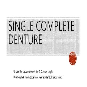 Single complete denture | PPTX