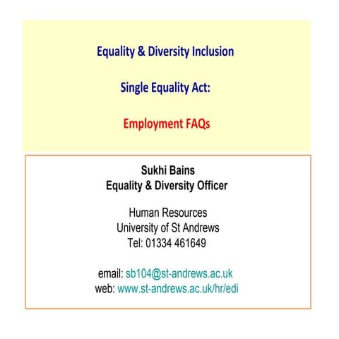 Equality Act 2010 Presentation | PPT
