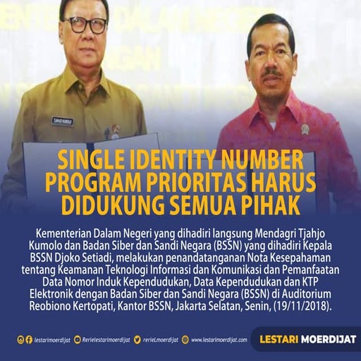 Single Identity Number Program Prioritas Harus Didukung Semua Pihak | PDF