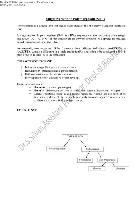 Single nucleotide polymorphism | PPTX