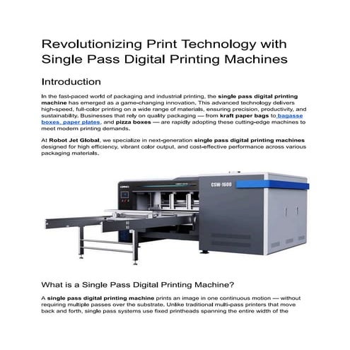 Single Pass Digital Printing Machines... | PDF