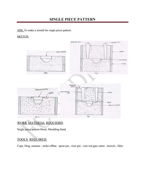 To prepare a green sand mould for the solid, split pattern | DOCX