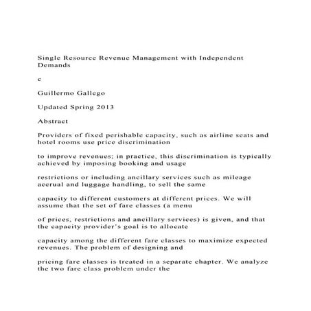 Single Resource Revenue Management with Independent Demands.docx