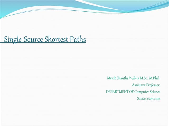 Single Source Shortest Pathppt Science