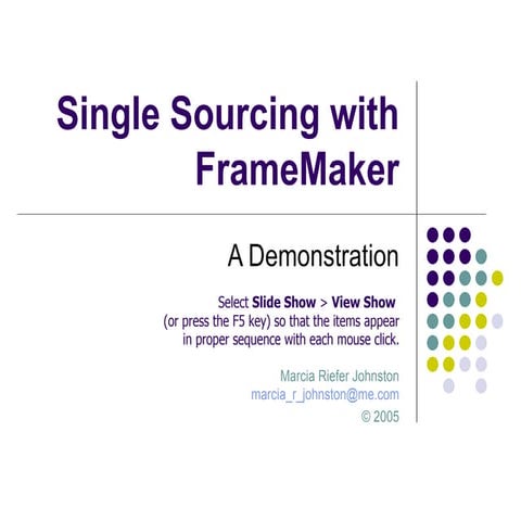 Single Sourcing With FrameMaker | PPS | Desktop Publishing | Computer Software and Applications