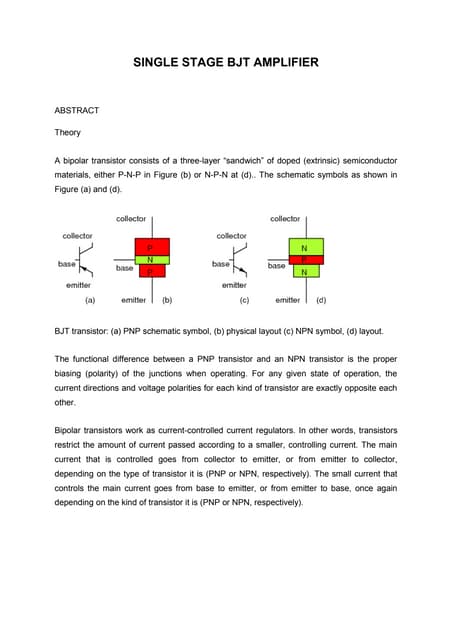 Common Emitter Amplifier : BJT | PDF