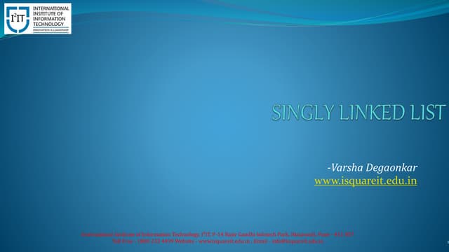 Singly Linked List & Data Structure | PPT Singly Linked List & Data Structure | PPT