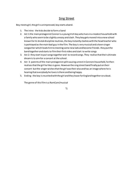 Sing street overview of narrative | PDF