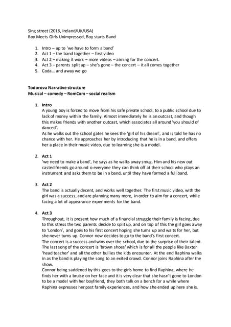 Sing street - analysis | DOCX