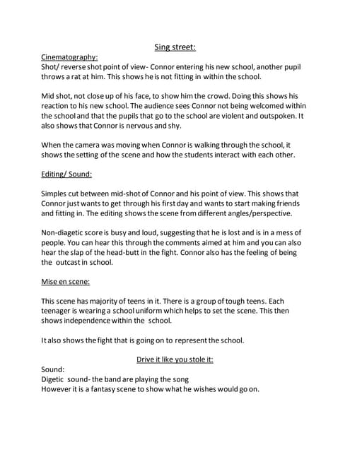 Sing street overview of narrative | PDF