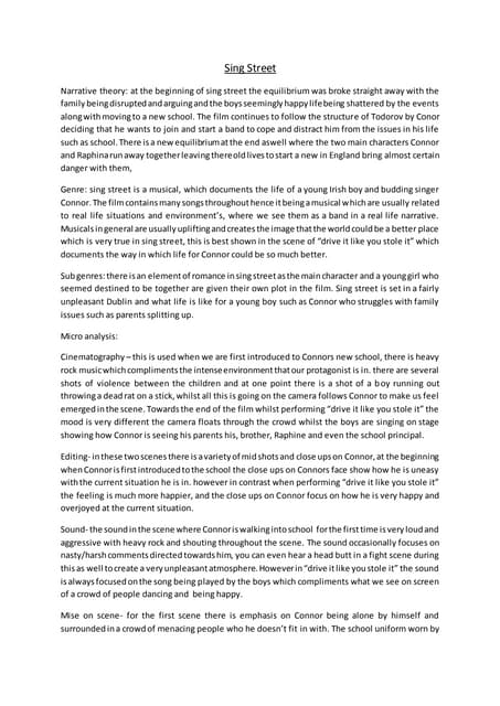 Sing street - analysis | DOCX