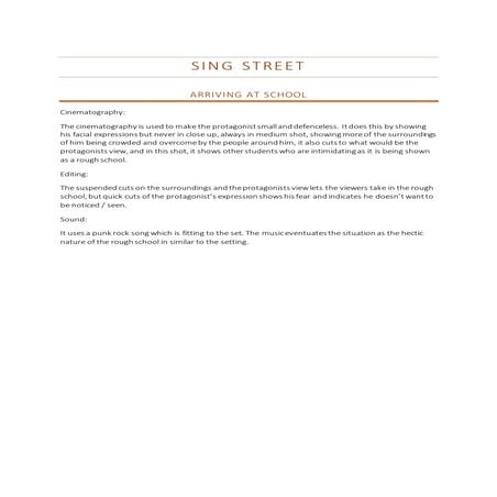 Sing street analysis | DOCX