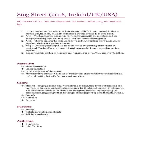 Sing street final | DOCX