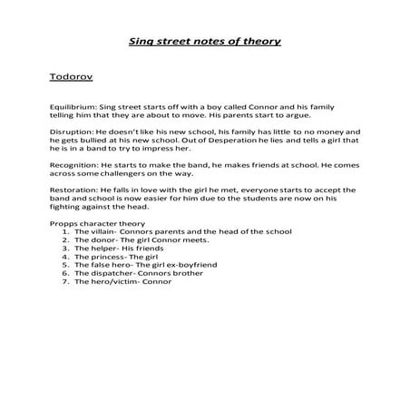 Sing street notes of theory | PDF