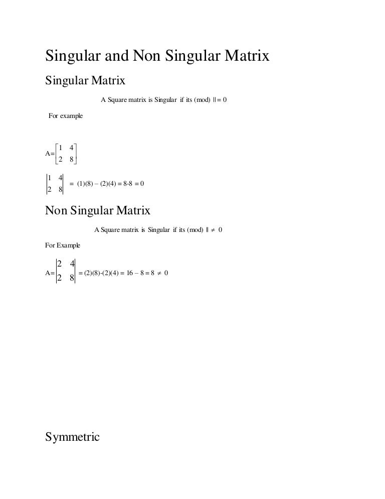 Singular And Non Singular Matrix