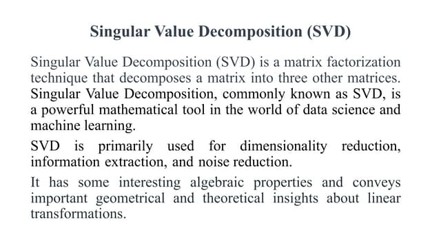 Singular Value Decomposition Svd Pptx