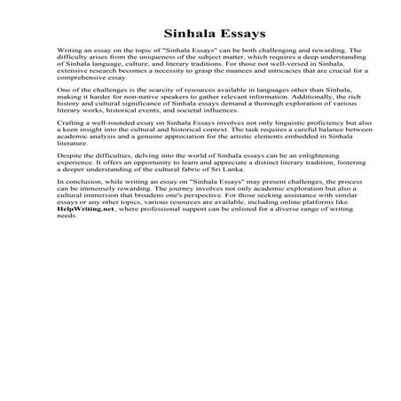 Sinhala Essays. SINHALA ESSAYS ILAKKA RACHANA 2020 O/L | PDF