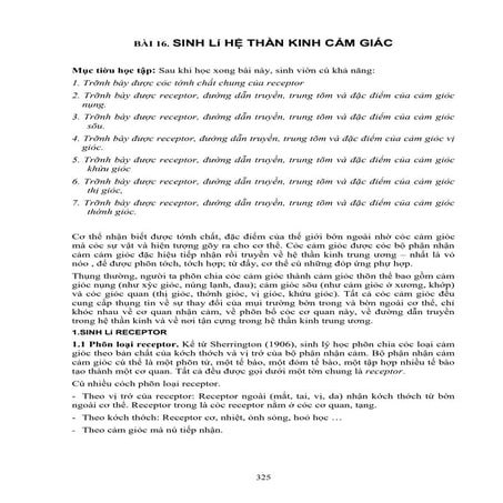 SINH Lí HỆ THẦN KINH CẢM GIÁC.doc rất hay nha | DOC