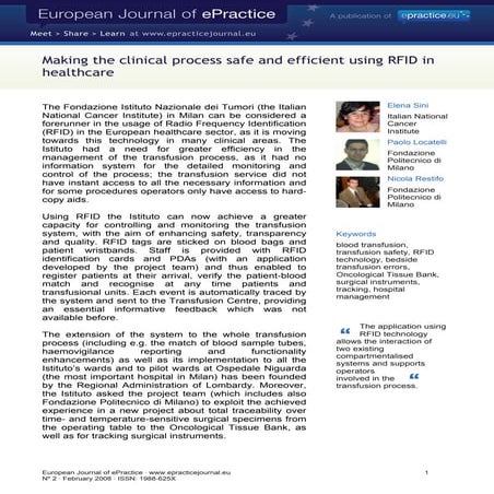 Making the clinical process safe and efficient using RFID in healthcare ...
