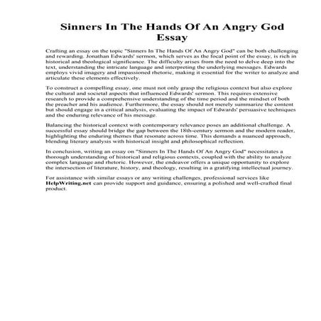 Sinners In The Hands Of An Angry God Essay | PDF