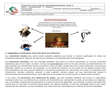 Sinónimos, antónimos, prefijos y sufijos | DOC