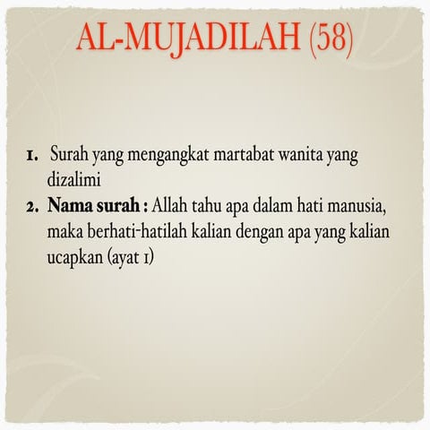 SINOPSIS SURAH 58-78 Update | PDF