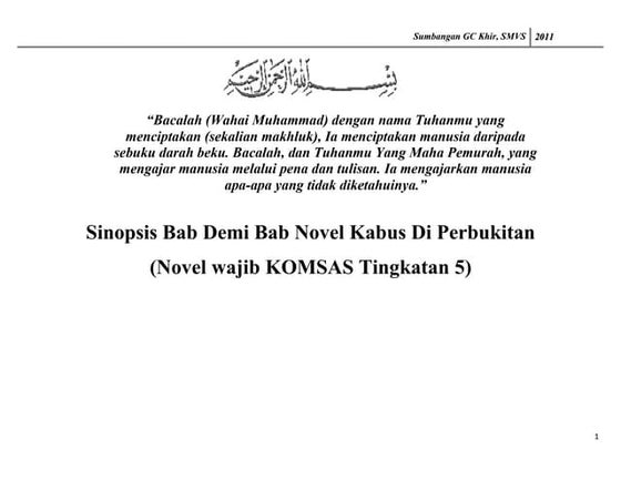 Sinopsis kabus di perbukitan | PDF