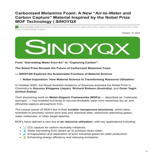 sinoyqx.com-Carbonized Melamine Foam_ A New “Air-to-Water and Carbon ...