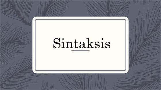 Sintaksis | PPTX