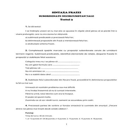 predicatul verbal si predicatul nominal- fisa de lucru | DOCX
