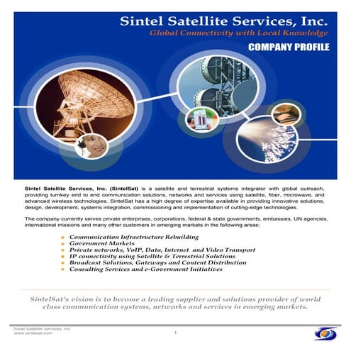 Sintel Satellite Services Brochure | PDF