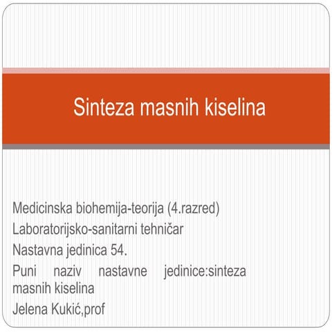 Sinteza masnih kiselina | PPTX