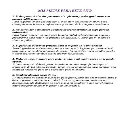 Mis metas para este nueo año | PDF