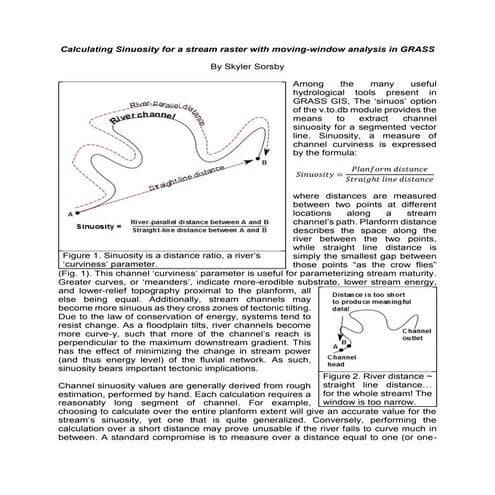 Calculation of sinuosity in GRASS GIS | PDF