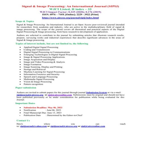 Signal & Image Processing : An International Journal | PDF