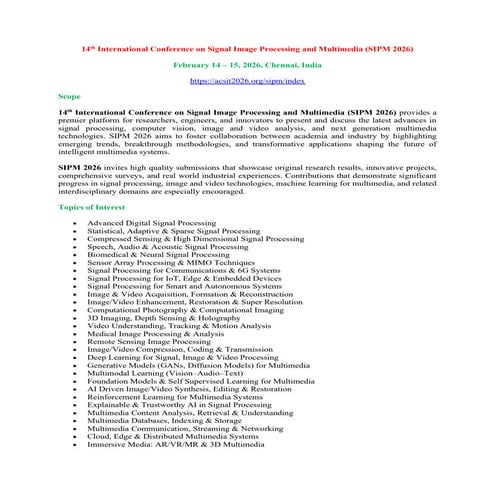 14th International Conference on Signal Image Processing and Multimedia ...