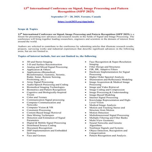 13th International Conference on Signal, Image Processing and Pattern ...