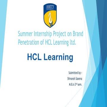 BRAND PENETRAATION OF HCL LEARNING LTD. | PPTX